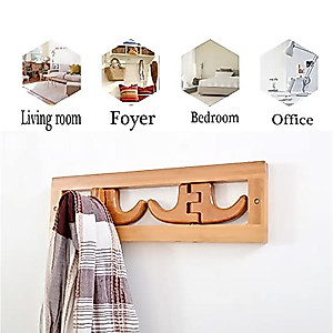 xianshengle Flip 4-Hook Wall Mounted Floating Coat Rack – Modern, Sleek, Space-Saving Hanger with 4 Retractable Hooks Wood Wall Coat Rack for Entryway, Bathroom, Bedroom