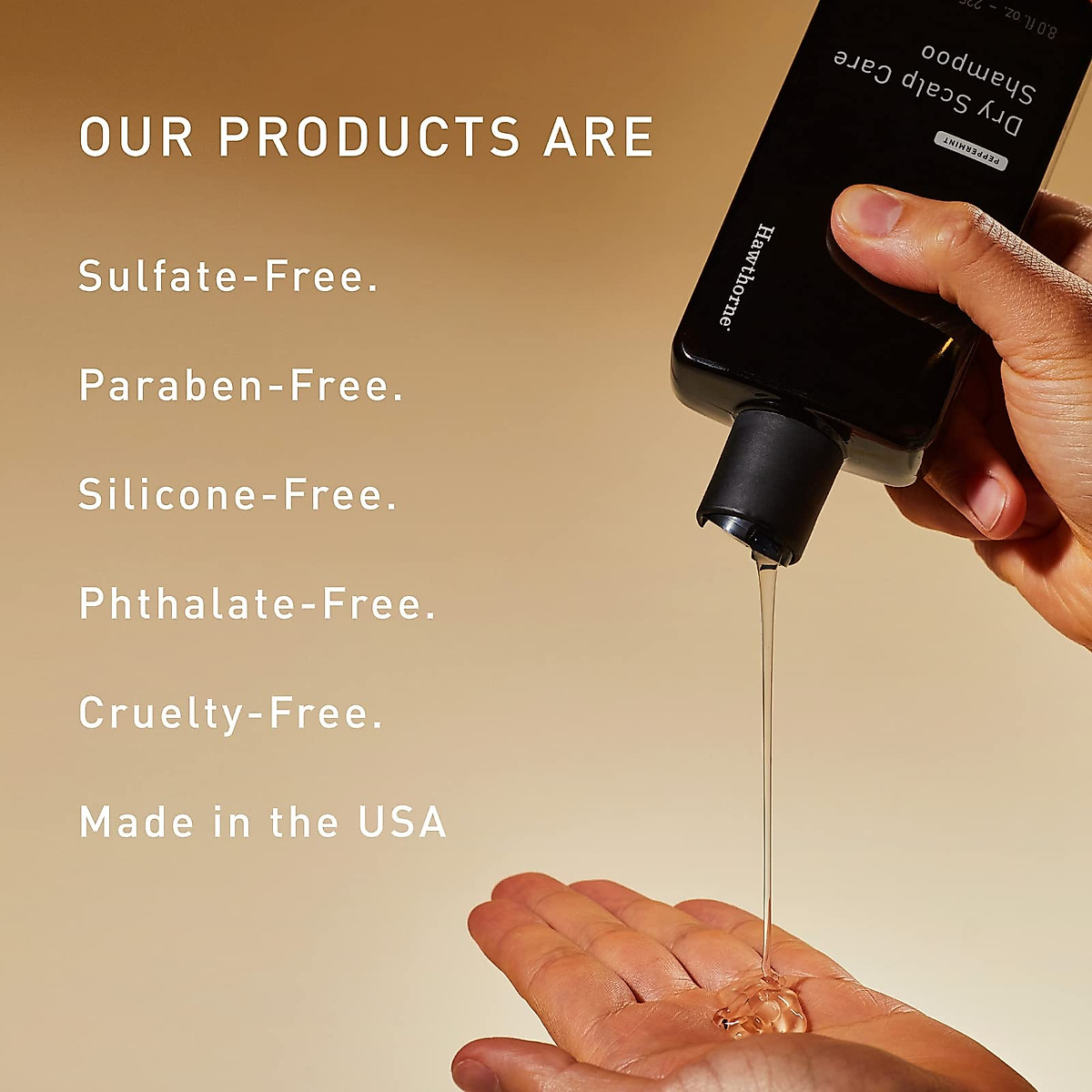 Hawthorne Mens Dry Scalp Shampoo to Relieve and Soothe Itchy, Flaky, and Dry Scalp with Pure Peppermint Oil and Aloe Vera, For Dandruff Control, Sulfate Free, Paraben Free, 8oz