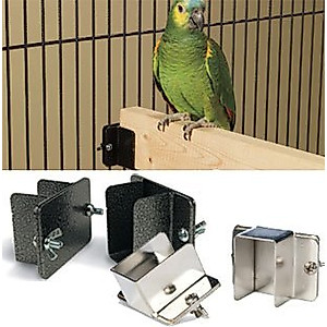 Natural Inspirations Parrot Cages Birdy Bracket 2x4 Holders (Black and Silver)
