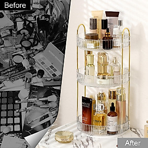 Weidace 360 Rotating Makeup Organizer for Vanity, Bathroom Countertop Organizer Spinning Perfume Organizer, High-Capacity Cosmetic and Skincare Dresser Make Up Holder Rack (3 Tiers, White)