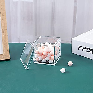 Ganydet 6 Packs Clear Acrylic Plastic Box, Small Plastic Cubes with Lids, Small Square Plastic Containers 2.1''×2.1''×2.2'', Plastic Square Boxes for Candy, Pill and Jewelry