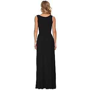 AUSELILY Women's Summer Sleeveless Loose Maxi Dress Casual Long Dresses with Pockets 2025 New Black L