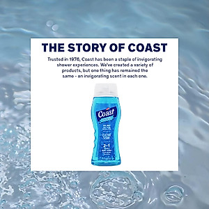 Coast 2-in-1 Hair and Body Wash, Classic Scent - Men's Body Wash, Shampoo & Conditioner - 6 Pack x 18 Fl Oz - Moisturizing & Refreshing Rich Lather for Energized And Clean Skin