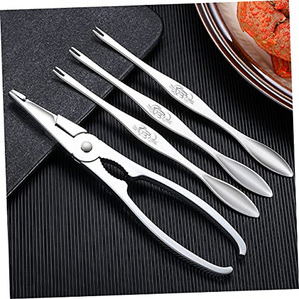 Gogogmee 1 Set 6pcs Crab Eating Tool Cookies Muddler for Cocktails Set Household Tools Crab Mallet Crab Fork Crab Leg Opener Crab Clamp and Picks Crab Eating Needle Seafood Needle