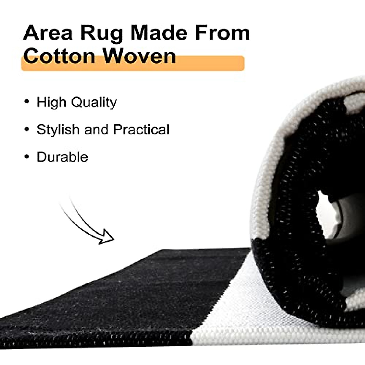 Black and White Rug 4' x 6' Collive Washable Striped Outdoor Indoor Rug Farmhouse Cotton Woven Layered Front Door Mat for Porch/Kitchen/Living Room/Bedroom