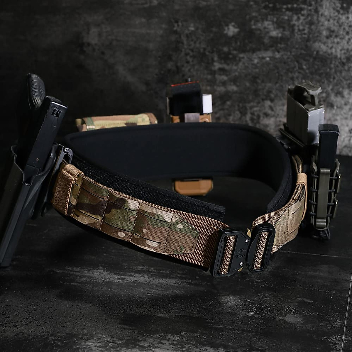 KRYDEX Tactical Battle Belt with Quick Release MOLLE System, Inner Belt, Padded Anti-Slip Pad