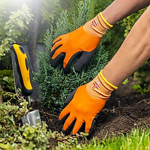 SAFEAT General Waterproof Work Gloves for Men and Women – Flexible, Double Coated Latex, Multipurpose, Sandy Grip Foam 1 Pair (Medium)