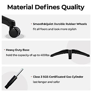 YI DANICA High Back Big & Tall 400lb Office Chair - Heavy Duty Base, Adjustable Tilt Angle Large Bonded Leather Ergonomic Executive Desk Computer Swivel Chair