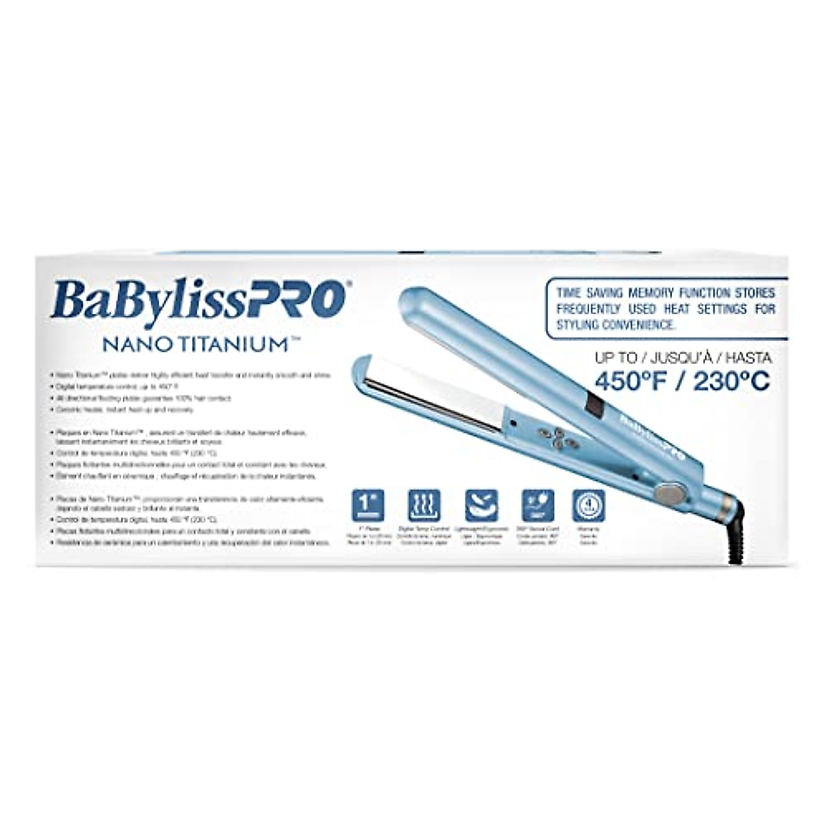 BabylissPRO Nano Titanium 1" Digital Straightener