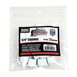 Pro Shot .17-22 Caliber 3/4-Inch SQ. 500 Count Patches Rimfire, White