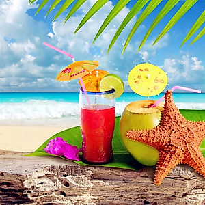 QUMENEY 100PCS Umbrella Drinking Straws, Plastic Party Drink Straws, Tropical Hawaiian Flexible Bendy Cocktail Straws Beach Luau Bar Birthday Decorations Supplies for Drinkware