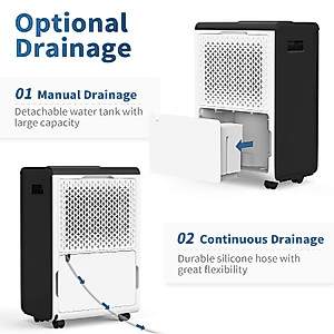 AIRPLUS 50 Pints Dehumidifier with Universal Wheels for Medium Spaces and Basements (AP2006)