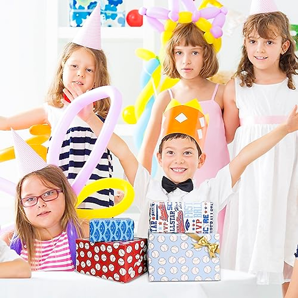 Dtiafu Baseball Wrapping Paper - 12 folded sheets with 4 classic baseball designs - Birthday Wrapping Paper for Boys Kids Men Sport Party - 20 X 28 Inches Per Sheet