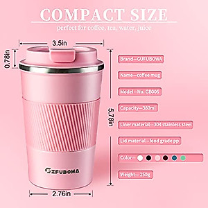 GIFUBOWA Hot Cold Travel Mug 13oz Stainless Steel Insulated Tumbler Cup with Flip Lid Blue