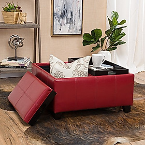 Christopher Knight Home Mansfield PU Storage Ottoman, Red