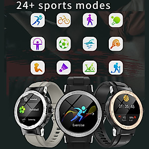 YZPFSD Smart Watch Fitness Tracker with Heart Rate Monitor and Spo2 Sleep Monitor 5ATM Waterproof Smartwatch Compatible with iOS and Android Phones for Women Men,Gold