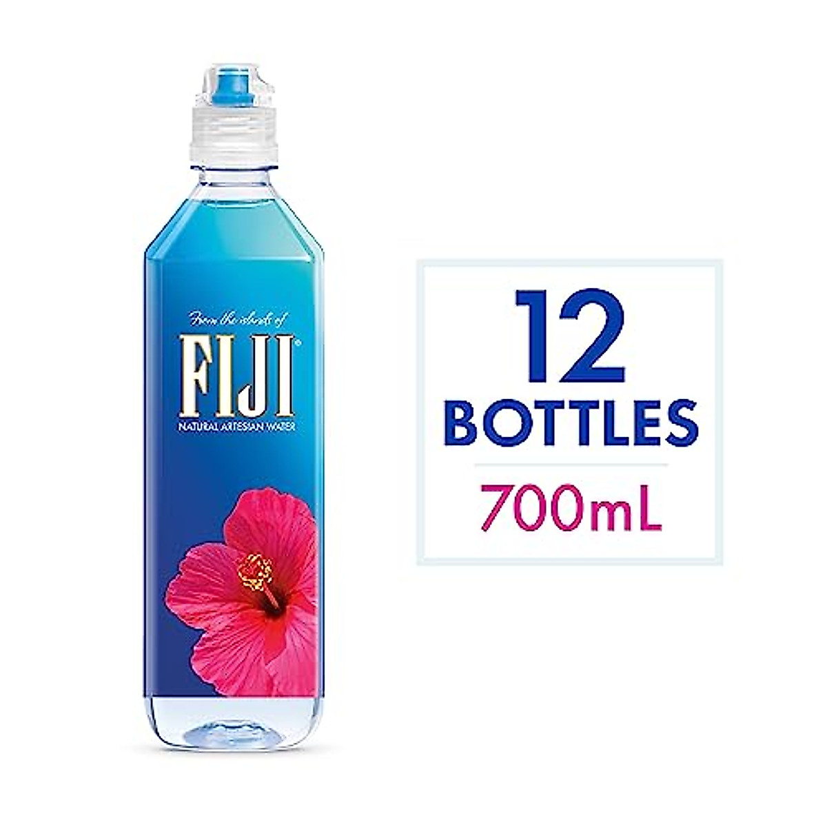 FIJI Natural Artesian Bottled Water 700 mL / 23.7 Fl Ounce (Pack of 12) - Sports Cap