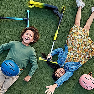 Jetson Scooters - Juno Kick Scooter (Blue) - Collapsible Portable Kids Push Scooter - Lightweight Folding Design with High Visibility RGB Light Up LEDs on Stem and Wheels