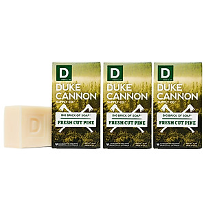 Duke Cannon Supply Co. Big Brick of Soap Bar for Men Fresh Cut Pine (Split Pine Scent) Multi-Pack - Superior Grade, Extra Large, Masculine Scents, All Skin Types, Paraben-Free, 10 oz (3 Pack)