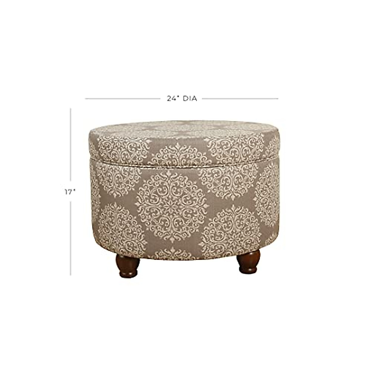 Homepop Home Decor | Upholstered Round Storage Ottoman | Ottoman with Storage for Living Room & Bedroom, Brown Medallion, Large