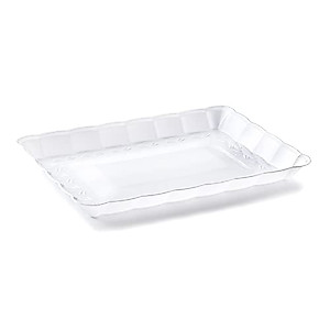 Plastic Serving Trays 9" X 13" Rectangle Serving Platters 4-Pack White Party Tray Durable Serving Platter - Disposable Serving Food Tray - Rectangular Cake, Fruit, Cookie Tray - Posh Setting