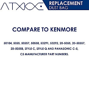 6 Pack Canister Vacuum Cleaner Dust Bag for Kenmore Type Q/C 5055,50557,50558，200 400 600 700 800 series Bag