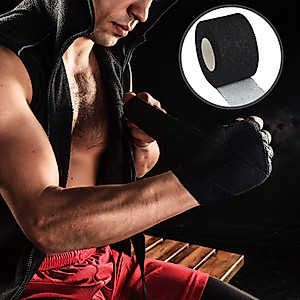 4 Pcs Pre Wrap Tape Athletic Finger Wrist Tape Sports No Sticky Residue Very Strong Easy Tear First Aid Injury Wrap for Athletes Trainers Boxing, 1.5 Inch x 33 Feet (Black, White)