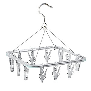 EMT ETRENDS Clothes Drying Rack with Clip Hangers, Laundry Drip Hanger, Closet Clothes Hangers with Clothespins, Underwear/Socks/Towels/Baby Clothes Hanger (12 Clips, White, Plastic)