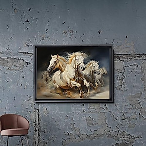 Majestic Black Stallion Galloping In The Clouds, Black Horse On Salt Flats, Canvas Print, Black Horse Print, Black Horse Wall Art