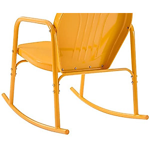 Crosley Furniture KO10020TG Griffith 3-Piece Retro Metal Outdoor Seating Set with Side Table and 2 Rocking Chairs, Tangerine Gloss