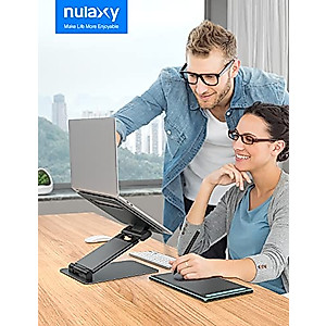 Nulaxy Laptop Stand for Desk, Ergonomic Sit to Stand Laptop Holder Convertor, Adjustable Height from 1.18" to 21", Supports up to 22lbs, Compatible with MacBook, All Laptops Computer Tablets 10-17"
