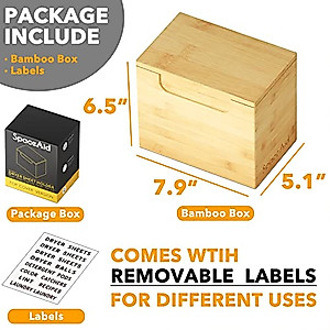 SpaceAid Dryer Sheet Holder with Lid and Labels, Laundry Softener Dryer Sheets Dispenser for Home Laundry Room Farmhouse Decor, Organization and Storage, Bamboo Box Container Organizer