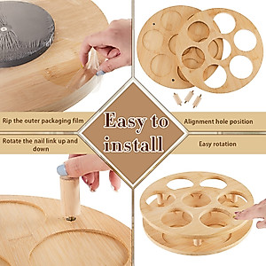 Tessco 2 Sets Rotating Coffee Syrup Organizer 7 Bottle Syrup Bottle Holder Rack Wood Bamboo Lazy Susan Countertop Freestanding Wine Rack Turntable Bottle Display Stand for Sauce Oil