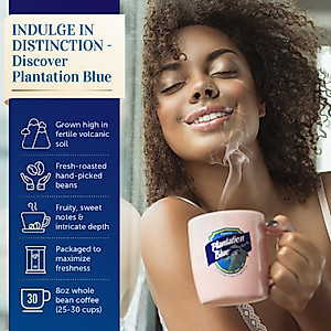 Plantation Blue 100% Blue Mountain Coffee Medium Roast Whole Beans from Jamaica (8oz)