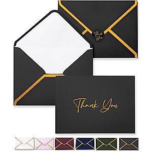 Mr. Pen- Blank Thank You Cards with Envelopes, 20 Pack, 4x6, Gold Foil Thank You Notes with Envelopes, Black Wedding Thank You Cards Wedding, Thank You Note Cards, Baby Shower Thank You Cards