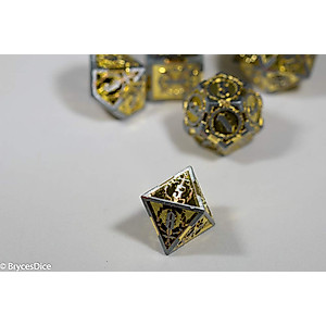 Sword Strengthened Metal 7-Dice Set (Silver w/Gold Inlay)