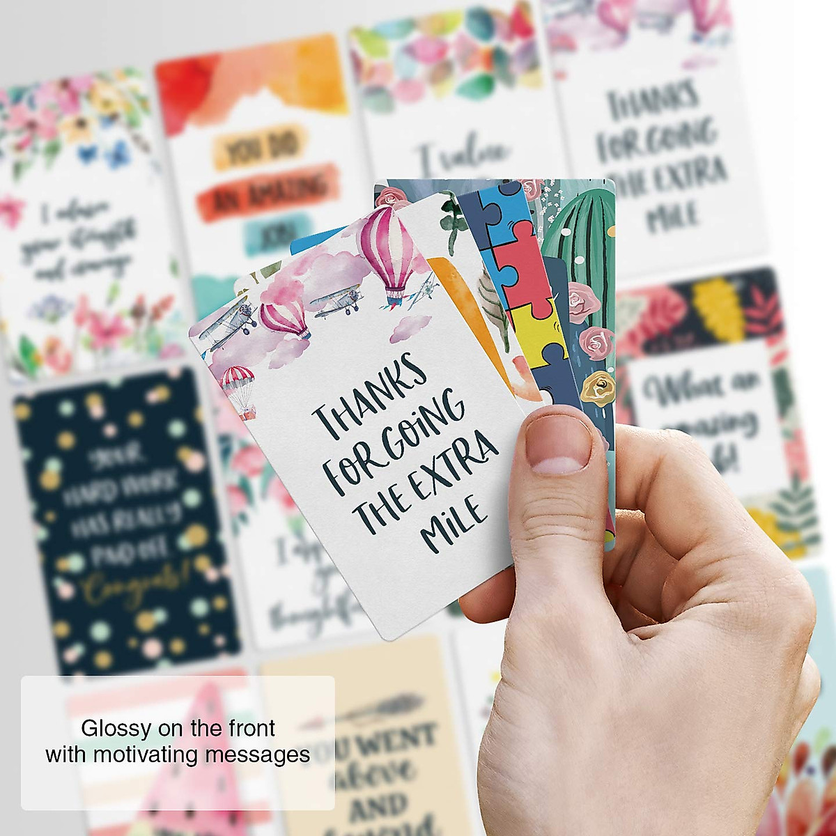 Dessie Motivational Cards - 63 Unique Inspirational Cards. Business Card Sized Encouragement Cards for Employees, Thinking of You Gifts, Appreciation Cards, Kindness Cards, Lunch Box Notes