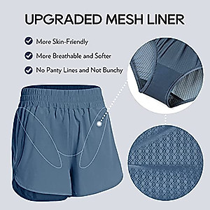 CRZ YOGA Womens High Waisted Running Shorts Mesh Liner 3'' Dolphin Quick Dry for Athletic Gym Track Workout with Zip Pocket Stelindigo Small