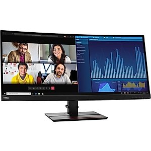 Lenovo ThinkVision P34W-20 34" UW-QHD Curved Screen WLED LCD Monitor - 21:9 - Raven Black - 34" Class - in-Plane Switching (IPS) Technology - 3440 x 1440-1.07 Billion Colors - 300 Nit - 4