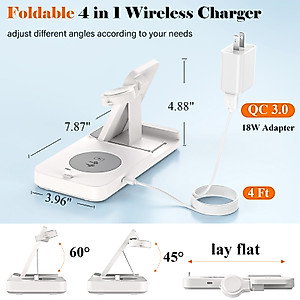 Upgraded 4 in 1 Wireless Charger for Google Pixel Watch 1, Pixel 8 Pro/8/7A/Fold/7/7 Pro/6/6 Pro/5/4/3/XL, Pixel Buds Pro, Foldable Wireless Charging Station for Google Pixel, iPhone, Airpods, Samsung