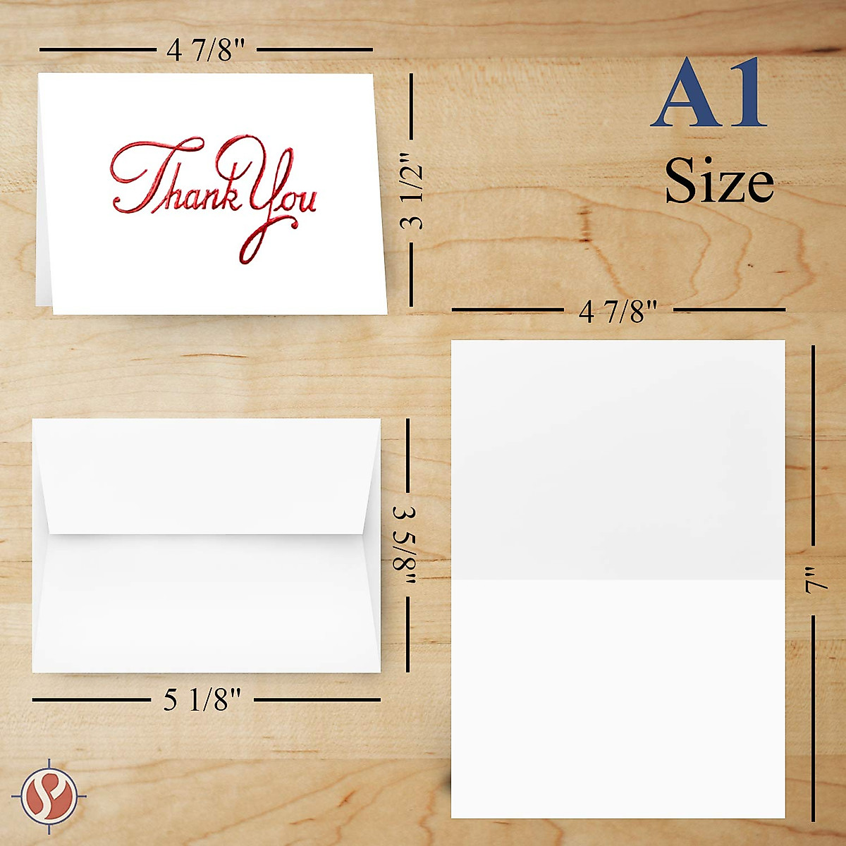 Red Foil Embossed Thank You Greeting Cards – Holidays, Baby & Bridal Showers, Birthdays, Weddings, Graduations, Business, Complimentary Card to Gifts & Presents – 25 per Pack, Envelopes Included