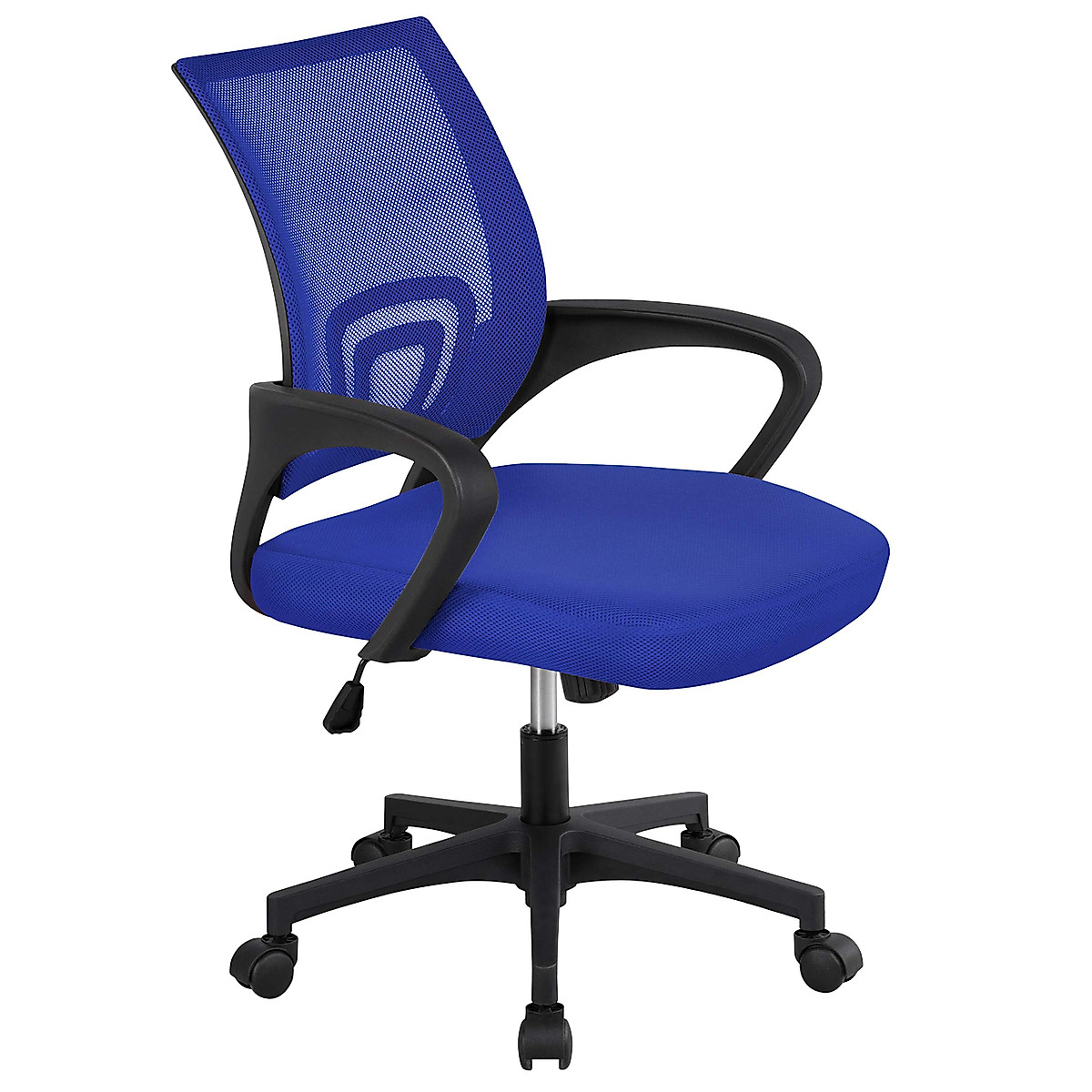 Yaheetech Office Computer Desk Chair Swivel Rolling, Cute Task Chair Ergonomic Conference Room, Mesh Work Study Chair Basic Comfy Desktop Chair with Wheels Arms, Blue