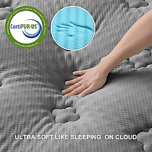 Hansleep Memory Foam Mattress Pad California King, Pillow Top Mattress Topper Cal King for Back Pain Relief with Egg Crate Gel Foam, Breathable Mattresses Cover with Deep Pocket, 78" x 80", Light Grey