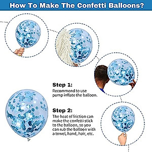 Blue and Silver Balloons, 60Pcs Navy Pearl Blue Party Balloons with Metallic Silver Blue Confetti Helium Latex Balloons, Dark Blue Silver Balloons for Boy Birthday Baby Showers Christening Decorations