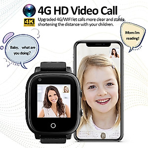 OKYUK 4G GPS Smartwatch for Girls Boys, IP67 Waterproof Sport Smart Watch Phone for Kids, with Camera WiFi Video Call Phone Call SOS Pedometer for 3-14 Age