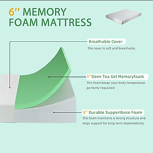 Haiput Wam Queen Mattress in a Box 12 Inch, Green Tea Mattress Certipur US Certified, Cool Gel Memory Foam Mattress Queen for Sleep and Pressure Relief