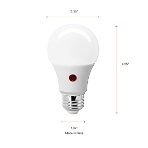 SYLVANIA Dusk to Dawn A19 LED Light Bulb with Auto On/Off Light Sensor, 60W=9W, 800 Lumens, 5000K, Daylight - 1 Pack (41289)