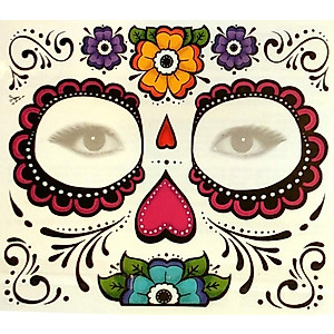 Floral Day of the Dead Sugar Skull Temporary Face Tattoo Kit