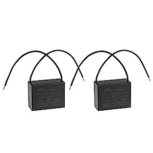 uxcell Ceiling Fan Capacitor CBB61 35uF 250V AC 2 Wires Metallized Polypropylene Film Capacitor 58x45x26mm for Electric Fan Pump Motor Generator 2Pcs