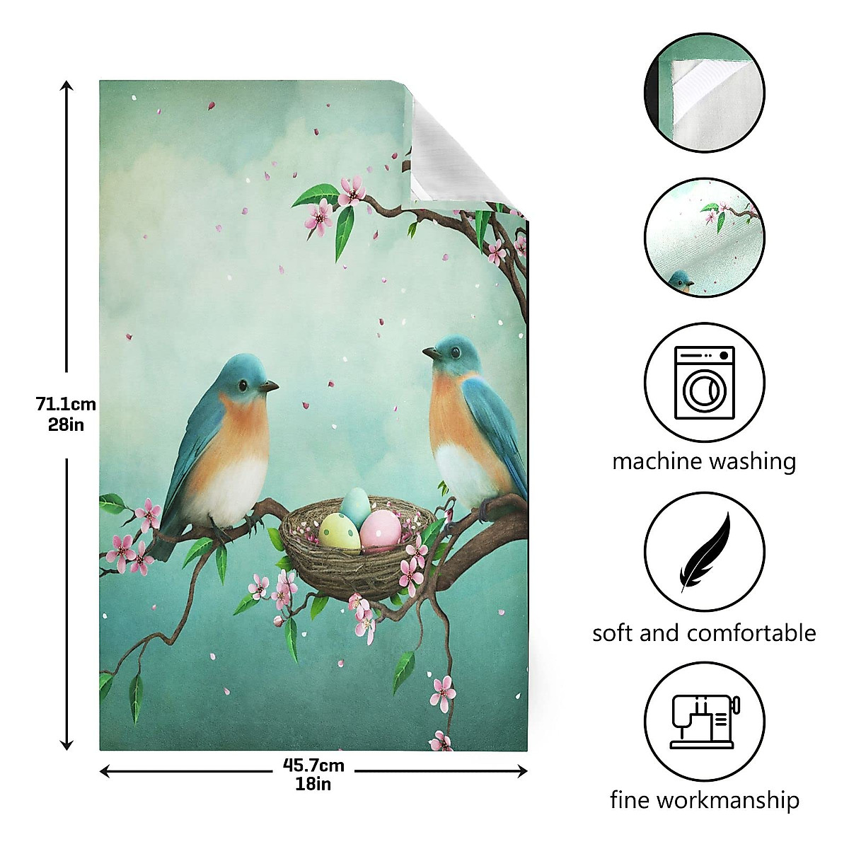 SLHKPNS Easter Colorful Eggs Kitchen Dish Towel Set of 4,Spring Bird Flower 18x28in Absorbent Dishcloth Reusable Cleaning Cloths for Household Use, 18 in x28 in